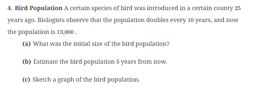 Solved Bird Population A certain species of bird was | Chegg.com