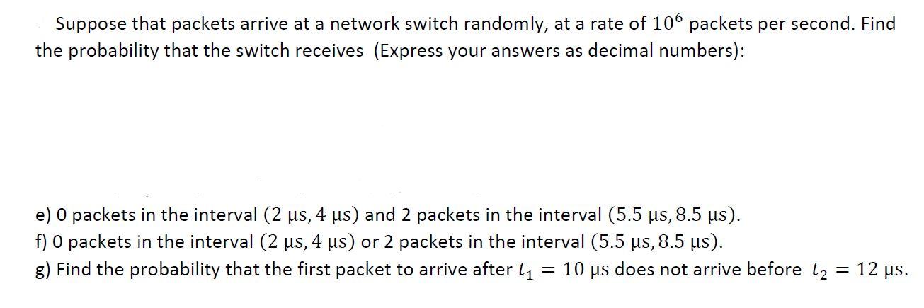 Solved Suppose that packets arrive at a network switch | Chegg.com
