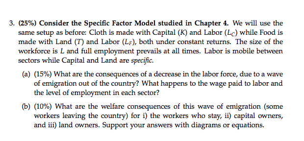 Solved 3. (25%) Consider the Specific Factor Model studied | Chegg.com