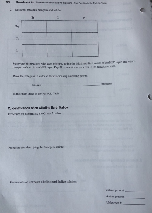1 Name Section Experiment 12 Observations and | Chegg.com