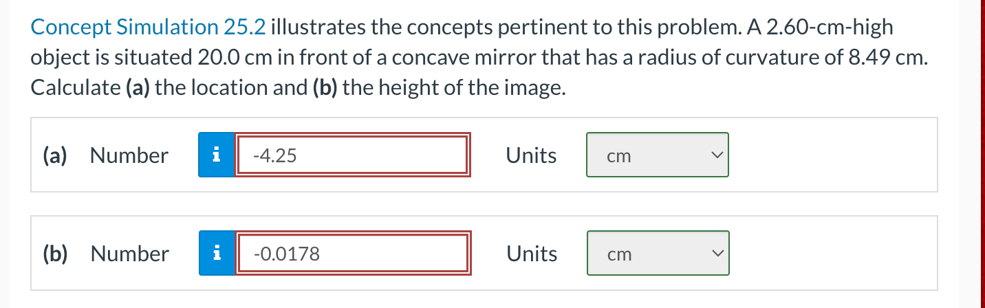 Solved A 2.60 cm high object is situated 20.0 cm in front of | Chegg.com
