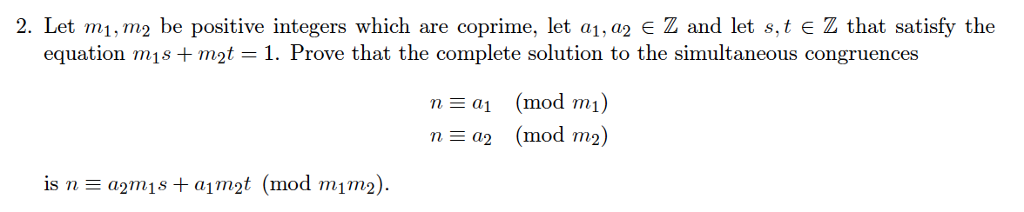 Solved 2. Let rni, rn2 be positive integers which are | Chegg.com