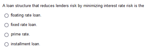 Solved A loan structure that reduces lenders risk by | Chegg.com