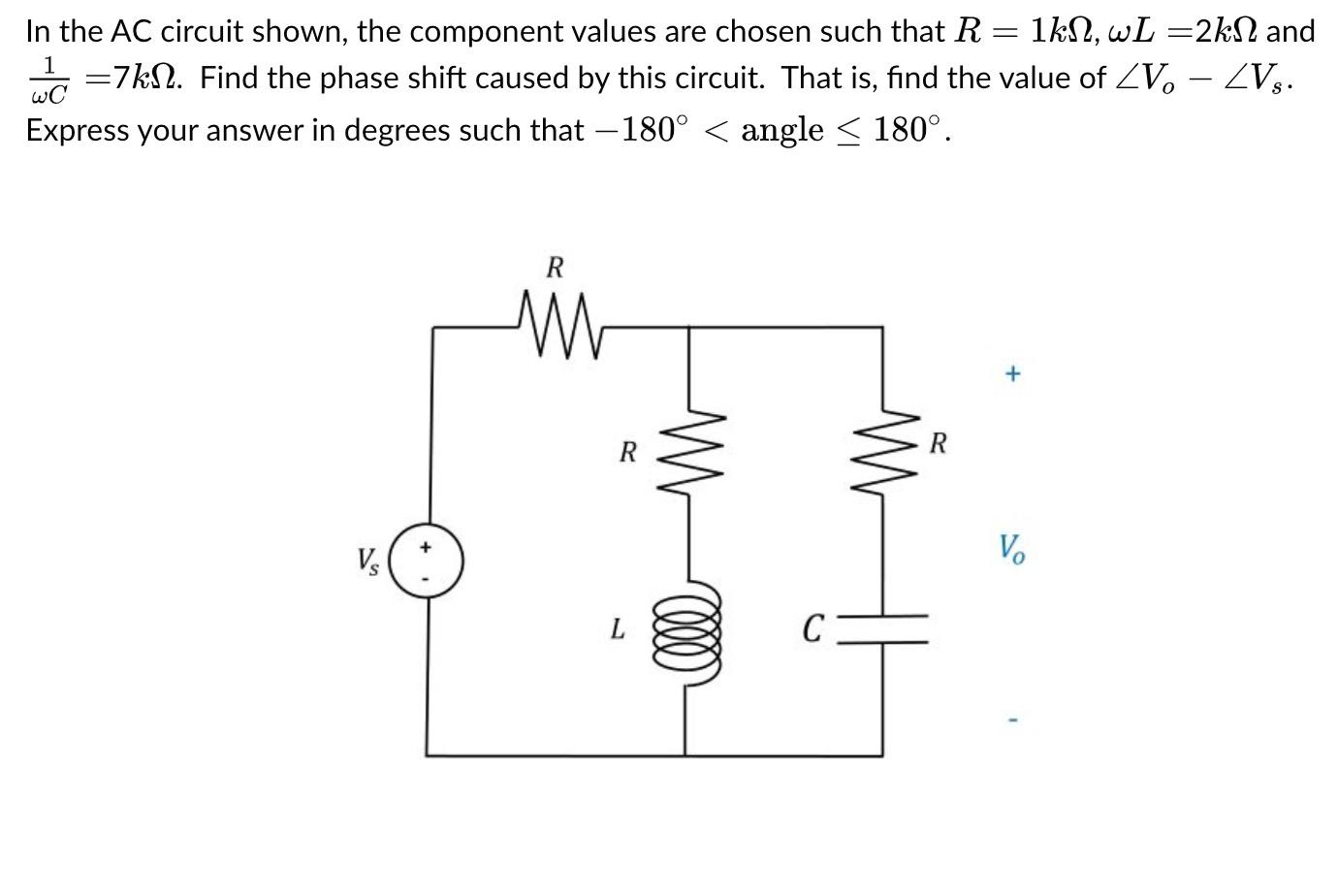 Solved In the AC circuit shown, the component values are | Chegg.com