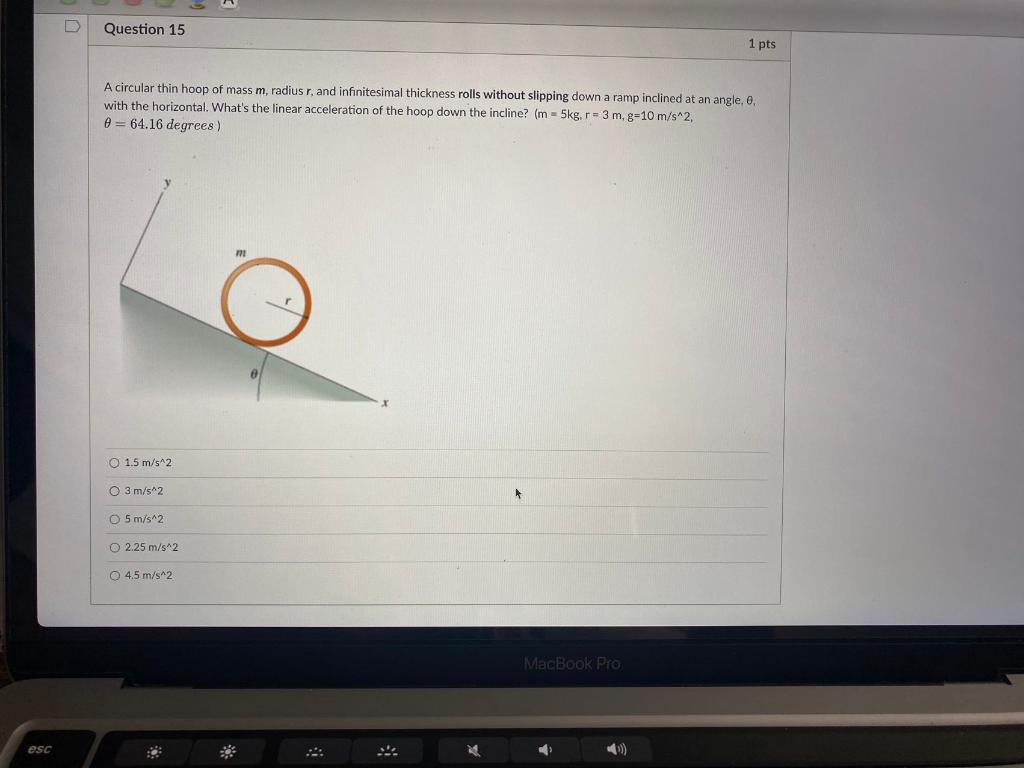 Solved A circular thin hoop of mass m, radius r, and | Chegg.com