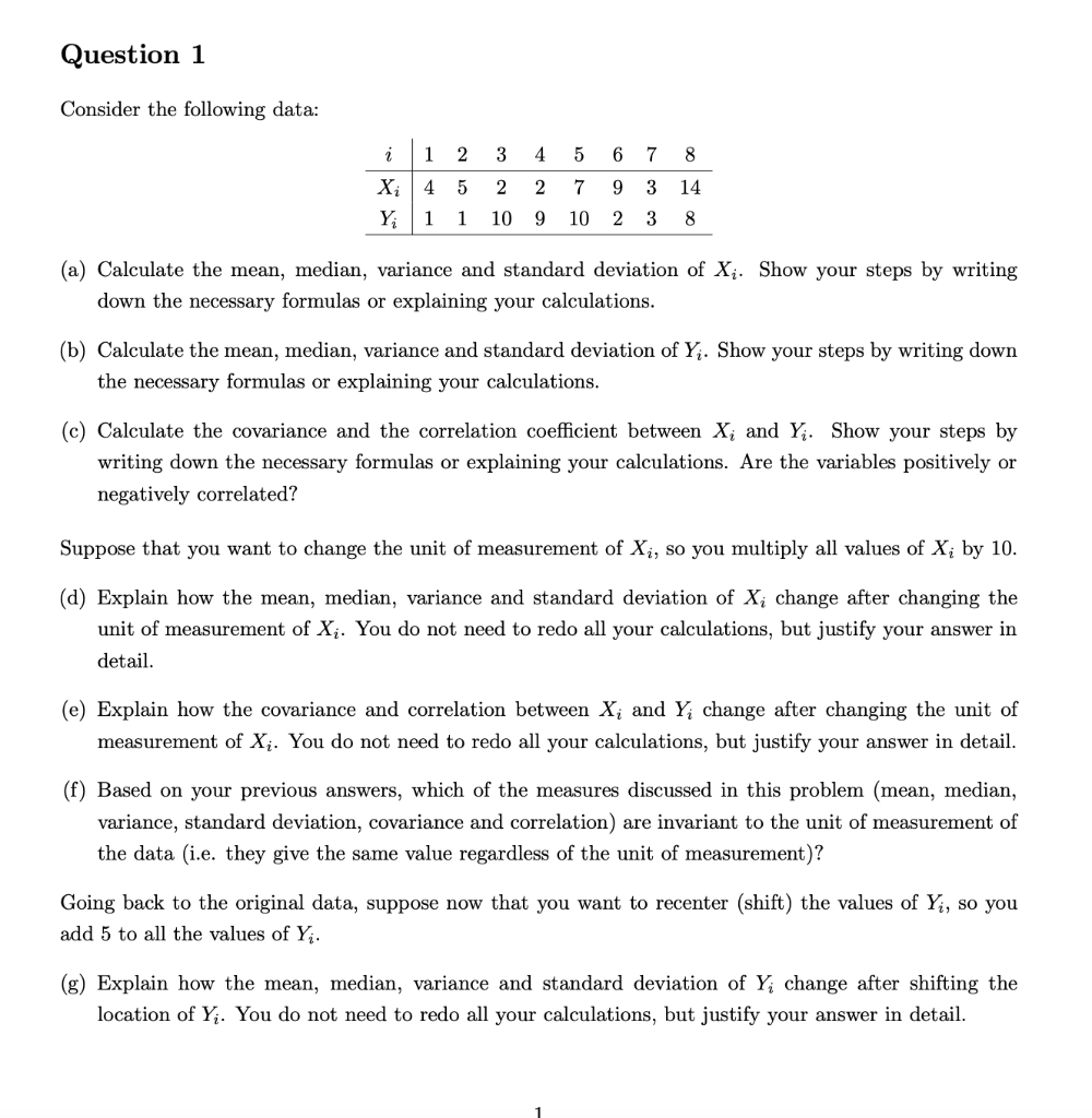Solved Consider the following data: (a) Calculate the mean, | Chegg.com