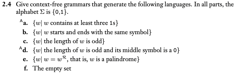 Solved 24 Give Context Free Grammars That Generate The 