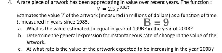 Solved A rare piece of artwork has been appreciating in | Chegg.com