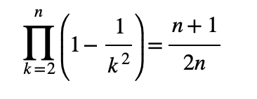 Solved ∏k=2n(1−k21)=2nn+1 | Chegg.com