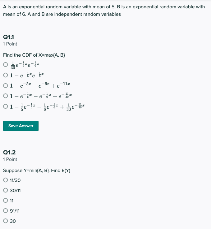 Solved A is an exponential random variable with mean of 5. B | Chegg.com
