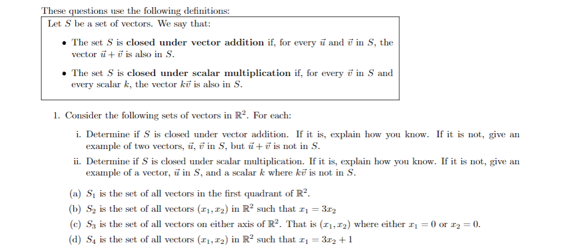 Solved These questions use the following definitions: Let S | Chegg.com