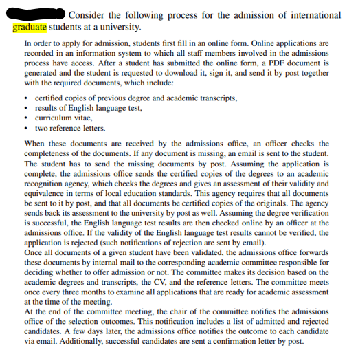 Solved Consider the Graduate Student Admission Process. | Chegg.com