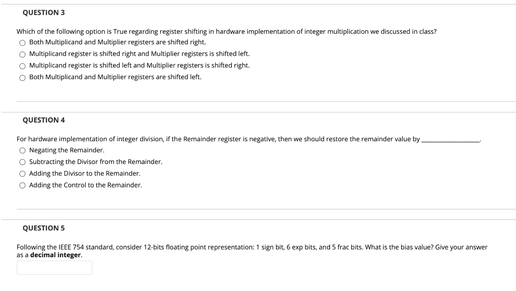 Solved Question 1 For Signed Integers Which Of The 