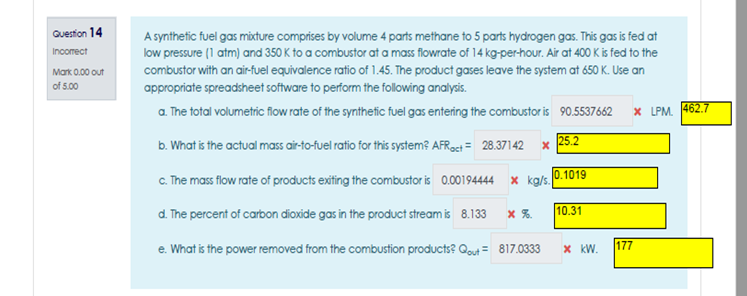 Solved A synthetic fuel gas mixture comprises by volume 4 | Chegg.com