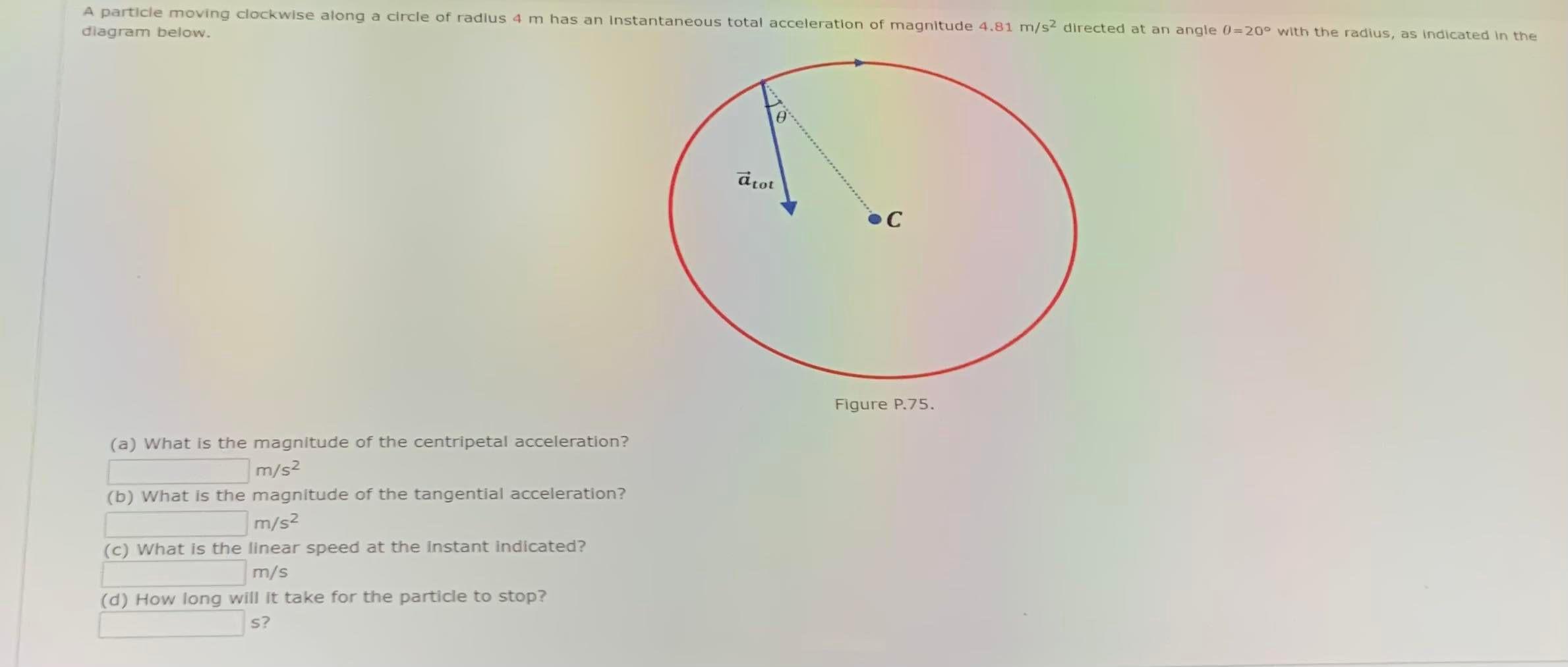 Solved A particle moving clockwise along a circle of radius | Chegg.com