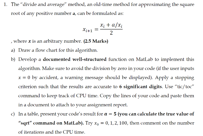 Solved 1. The "divide and average” method, an old-time | Chegg.com