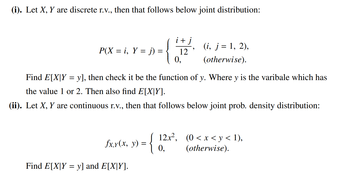 (i). Let X,Y are discrete r.v., then that follows | Chegg.com