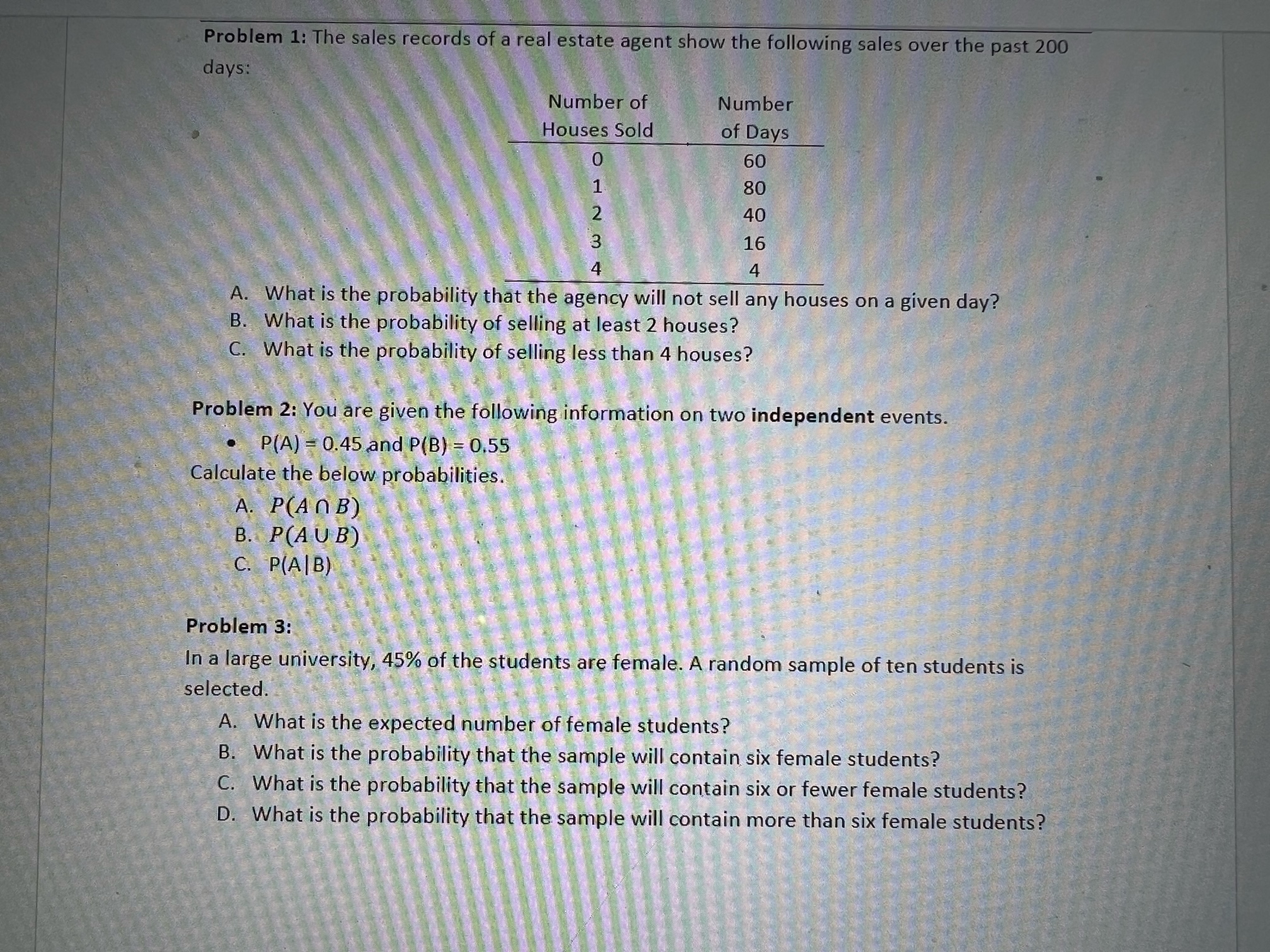 Solved Problem 1: The sales records of a real estate agent | Chegg.com