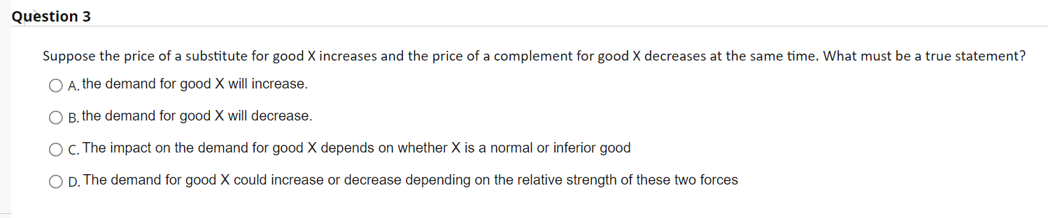 Solved Suppose the price of a substitute for good X | Chegg.com