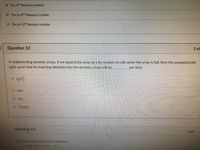 Solved The nth fibonacci number O The (n-1)th fibonacci | Chegg.com