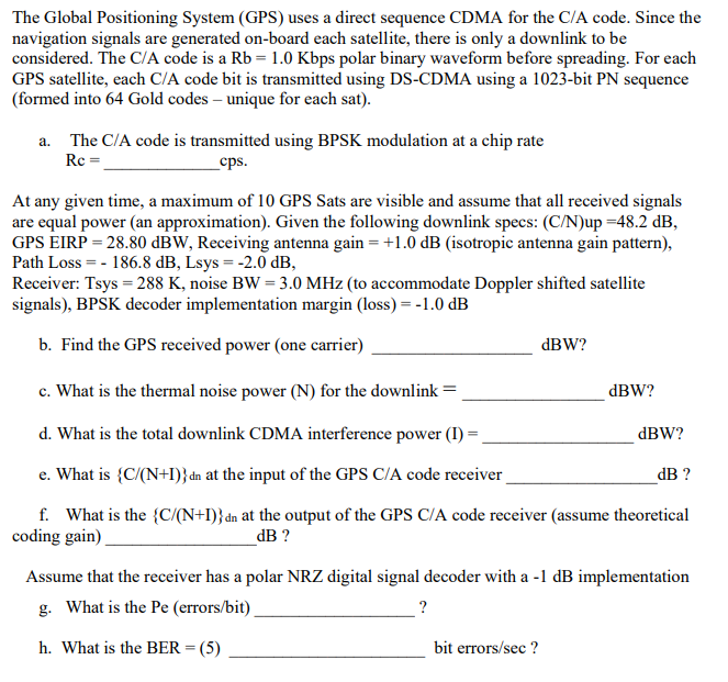 The Global Positioning System (GPS) uses a direct | Chegg.com