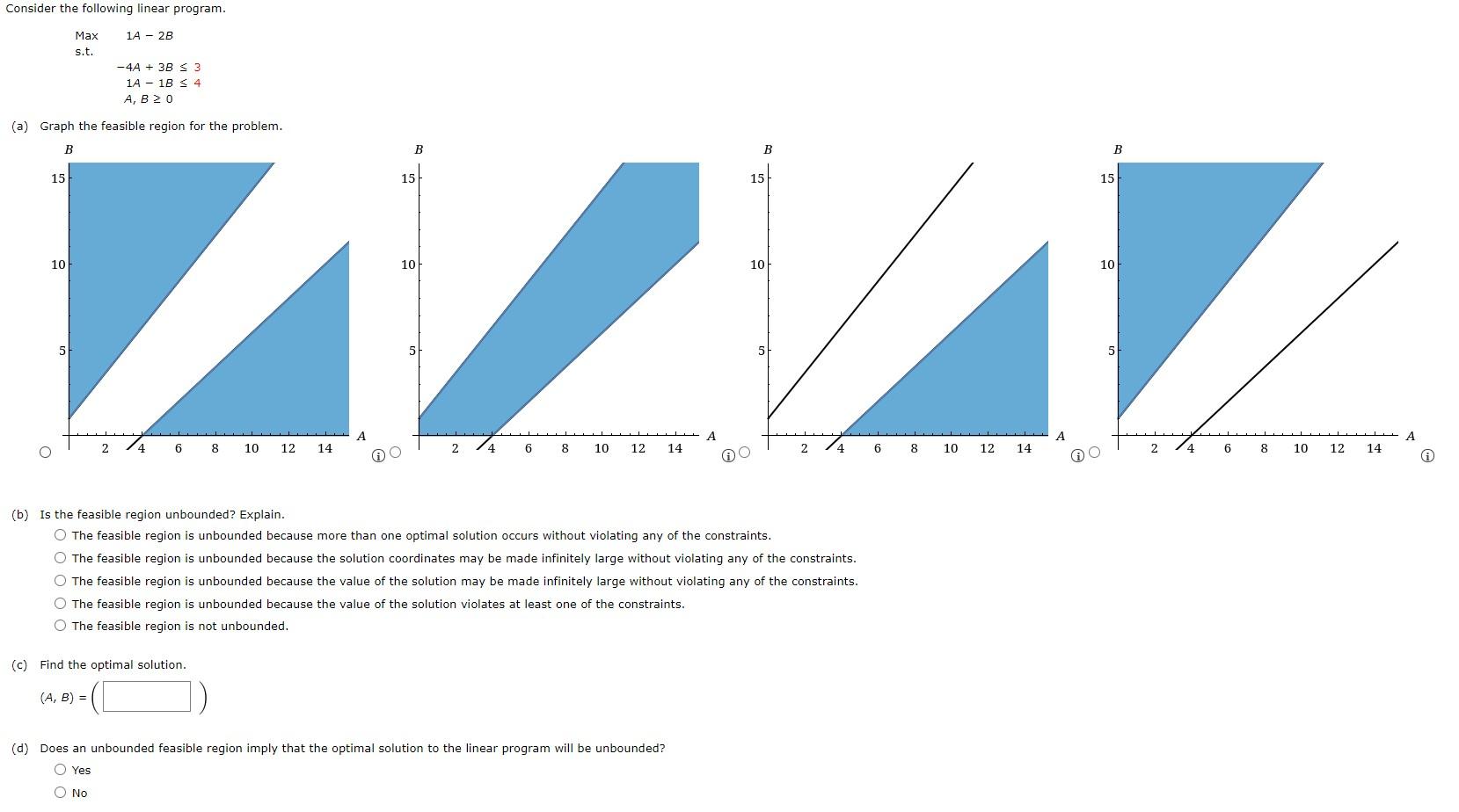Solved Consider the following linear program. 1A - 2B Max | Chegg.com