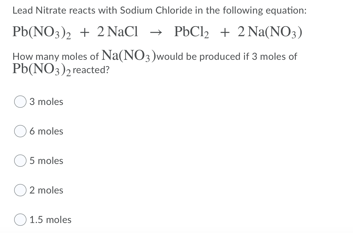 Solved Lead Nitrate reacts with Sodium Chloride in the | Chegg.com