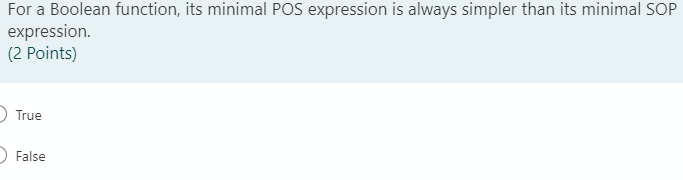 Solved For a Boolean function, its minimal POS expression is | Chegg.com