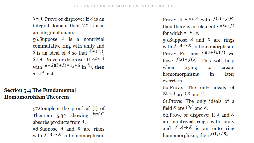Solved ESSENTIALS OF MODERN ALGEBRA 2E S# A. Prove or | Chegg.com