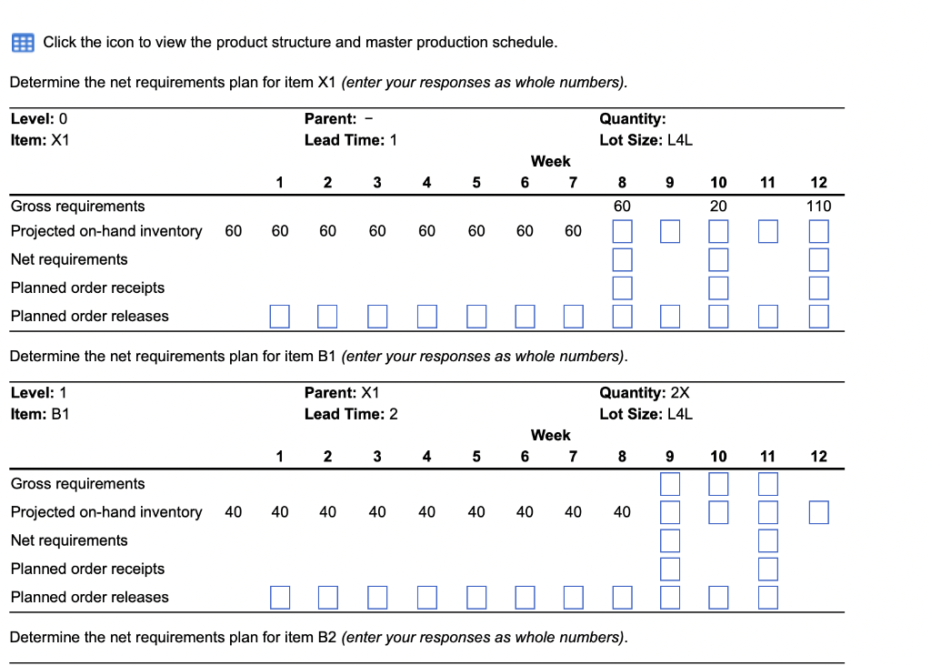 Solved Click the icon to view the product structure and | Chegg.com