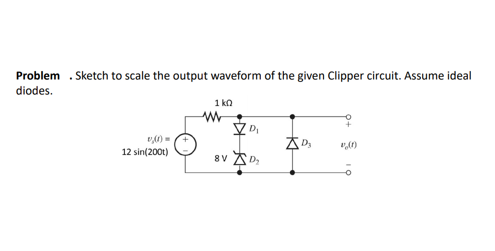Solved Sketch to scale the output waveform of the given | Chegg.com
