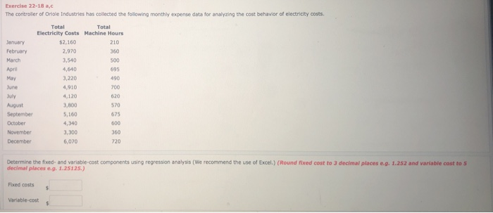 Solved Exercise 22-18 a,c The controller of Oriole | Chegg.com