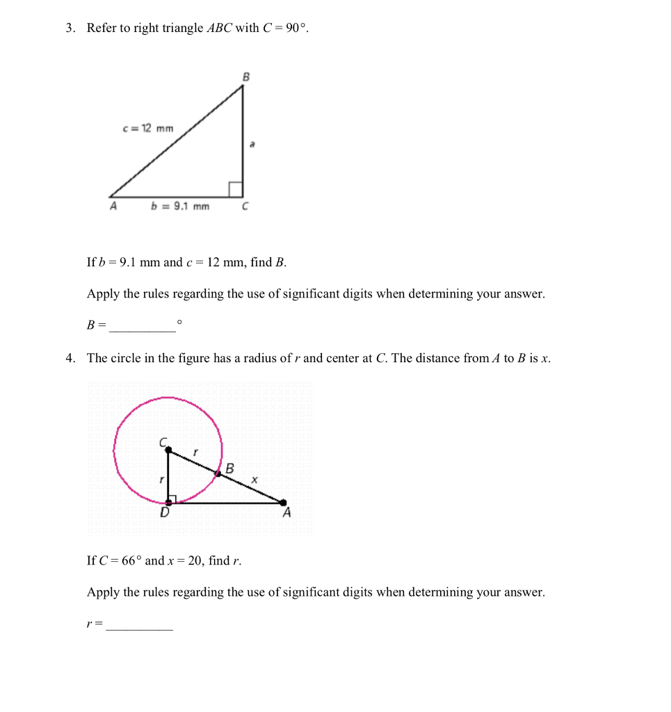 Solved 3. Refer to right triangle ABC with C 90°. c-12 mm | Chegg.com