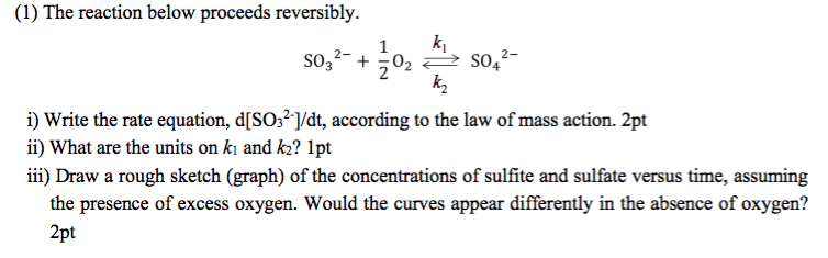 Solved 1 2- SO42- (1) The reaction below proceeds | Chegg.com