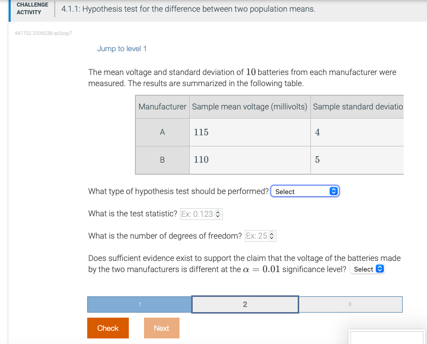 Solved CHALLENGE ACTIVITY 4.1.1: Hypothesis test for the | Chegg.com