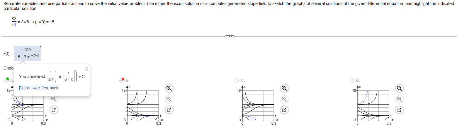 Solved particular solution. dtdx=3x(8−x),x(0)=15 | Chegg.com
