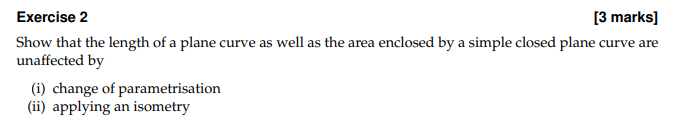 Solved Exercise 2 [3 marks] Show that the length of a plane | Chegg.com