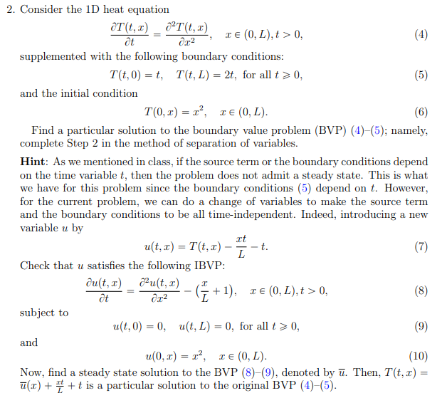 2 Consider The 1d Heat Equation