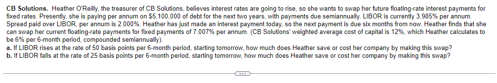 Solved CB Solutions. Heather O'Reilly, the treasurer of CB | Chegg.com