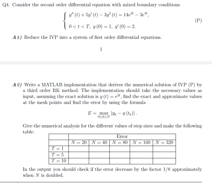 Solved Q4. ﻿Consider the second order differential equation | Chegg.com