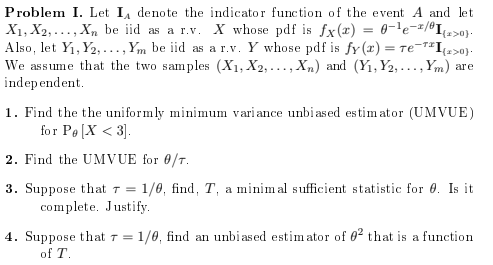 Problem I. Let I, denote the indicator function of | Chegg.com