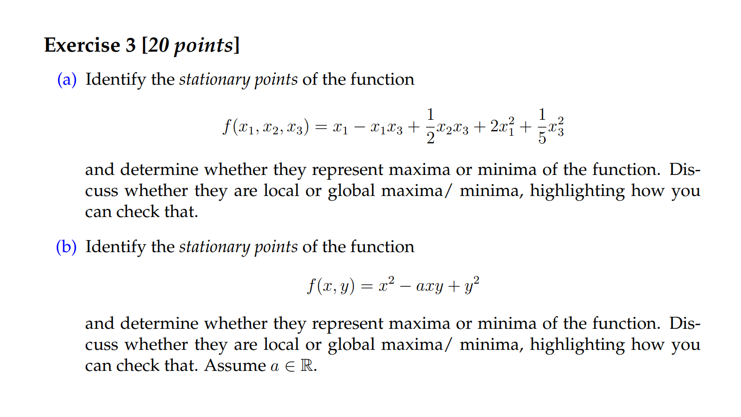 Solved (a) Identify the stationary points of the function | Chegg.com