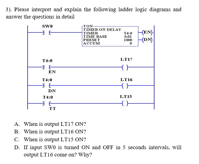 Solved 3). Please interpret and explain the following ladder | Chegg.com