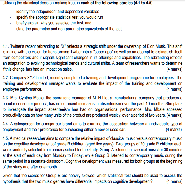 Solved Utilising the statistical decision-making tree, in | Chegg.com