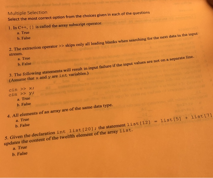 Solved Multiple Selection Select the most correct option | Chegg.com