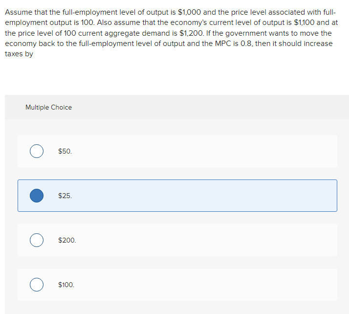 Solved Assume that the full-employment level of output is | Chegg.com
