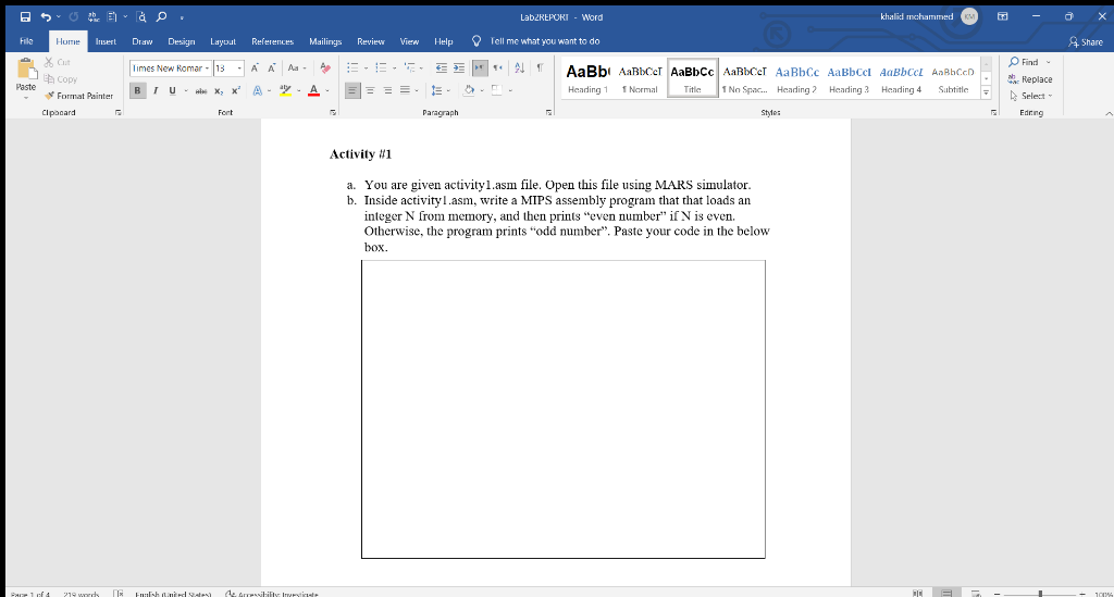 Solved Data N Word 874 Chegg