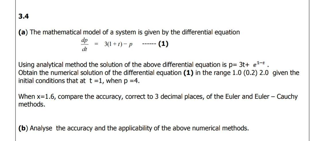 Solved (a) The mathematical model of a system is given by | Chegg.com