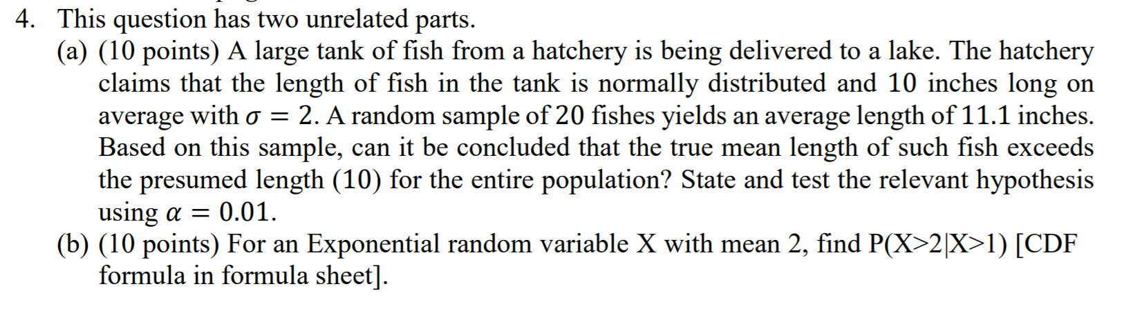 Solved 4. This question has two unrelated parts. (a) (10 | Chegg.com
