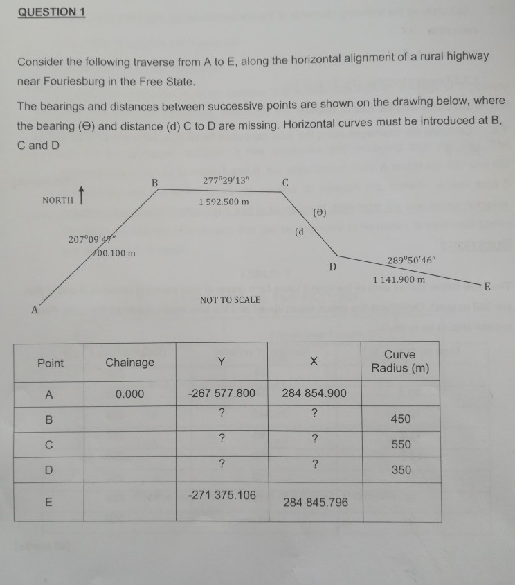 QUESTION 1 Consider the following traverse from A to | Chegg.com